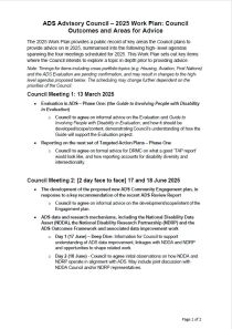 ADS Advisory Council 2025 Work Plan | Disability Gateway